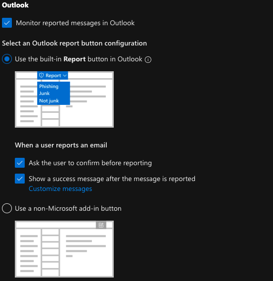 Report Junk & Phishing Button