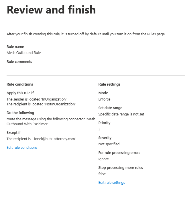 Configure Outbound Filtering for Mesh in Office 365/Exchange Admin