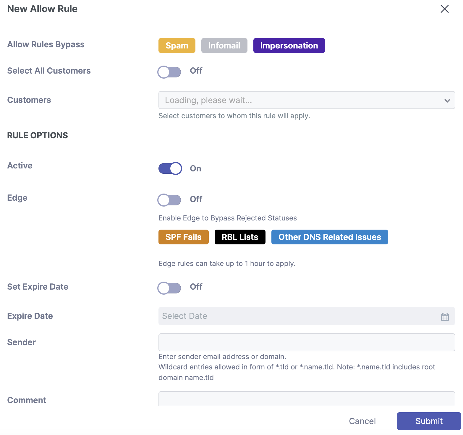 Creating an Allow Rule